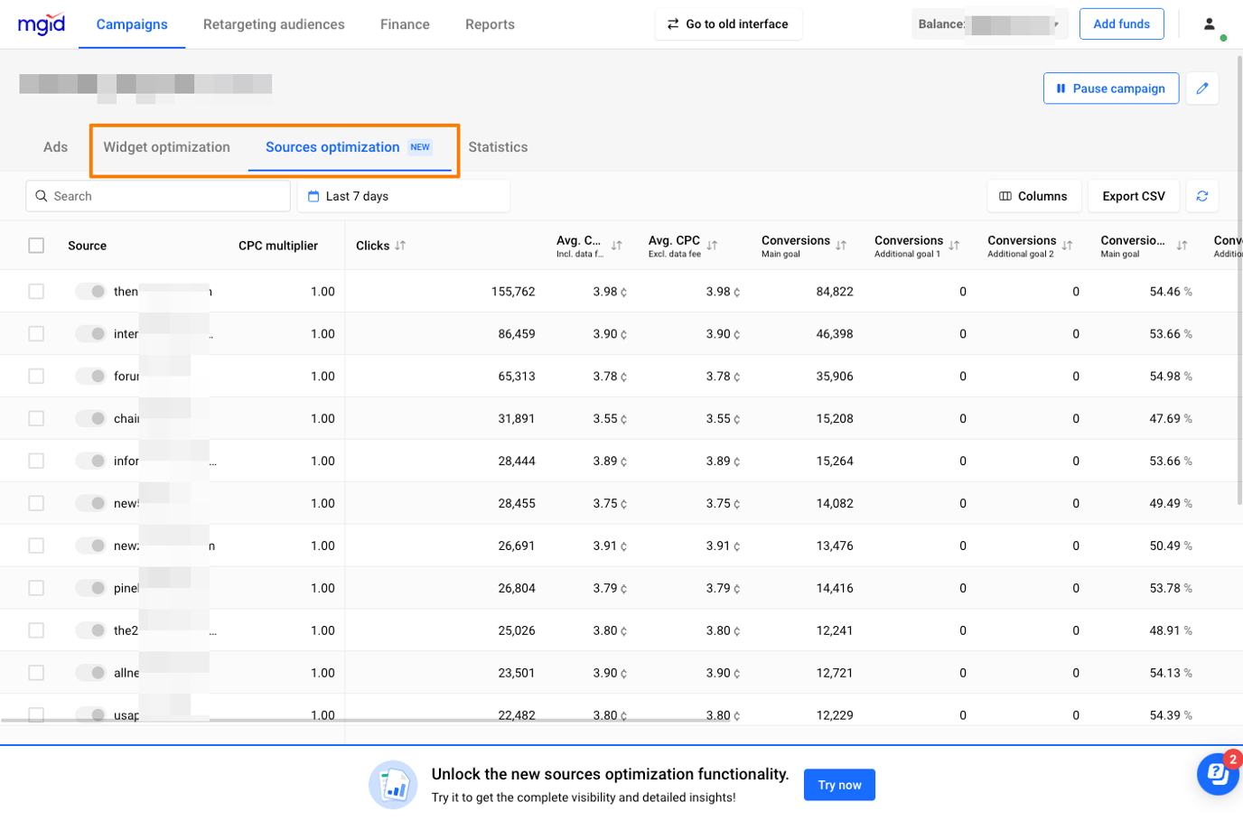 Sources Optimization and Blocklist Management in MGID Ads